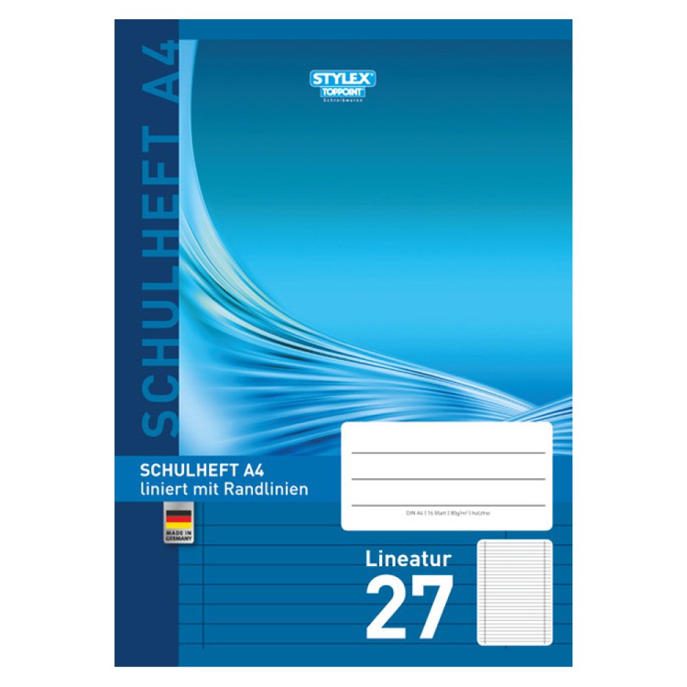 Schulheft DIN A4 Lineatur 27 liniert mit Rand : Amazon.de: Spielzeug
