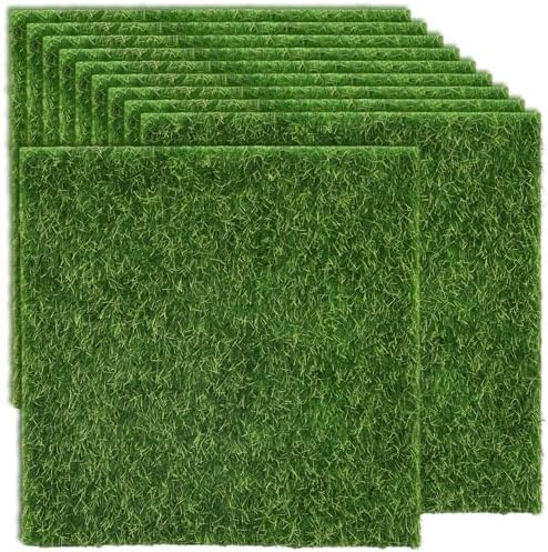 Artifical Grass 10 Pieces Fake Grass For Crafts - 6 X 6 Inches ...