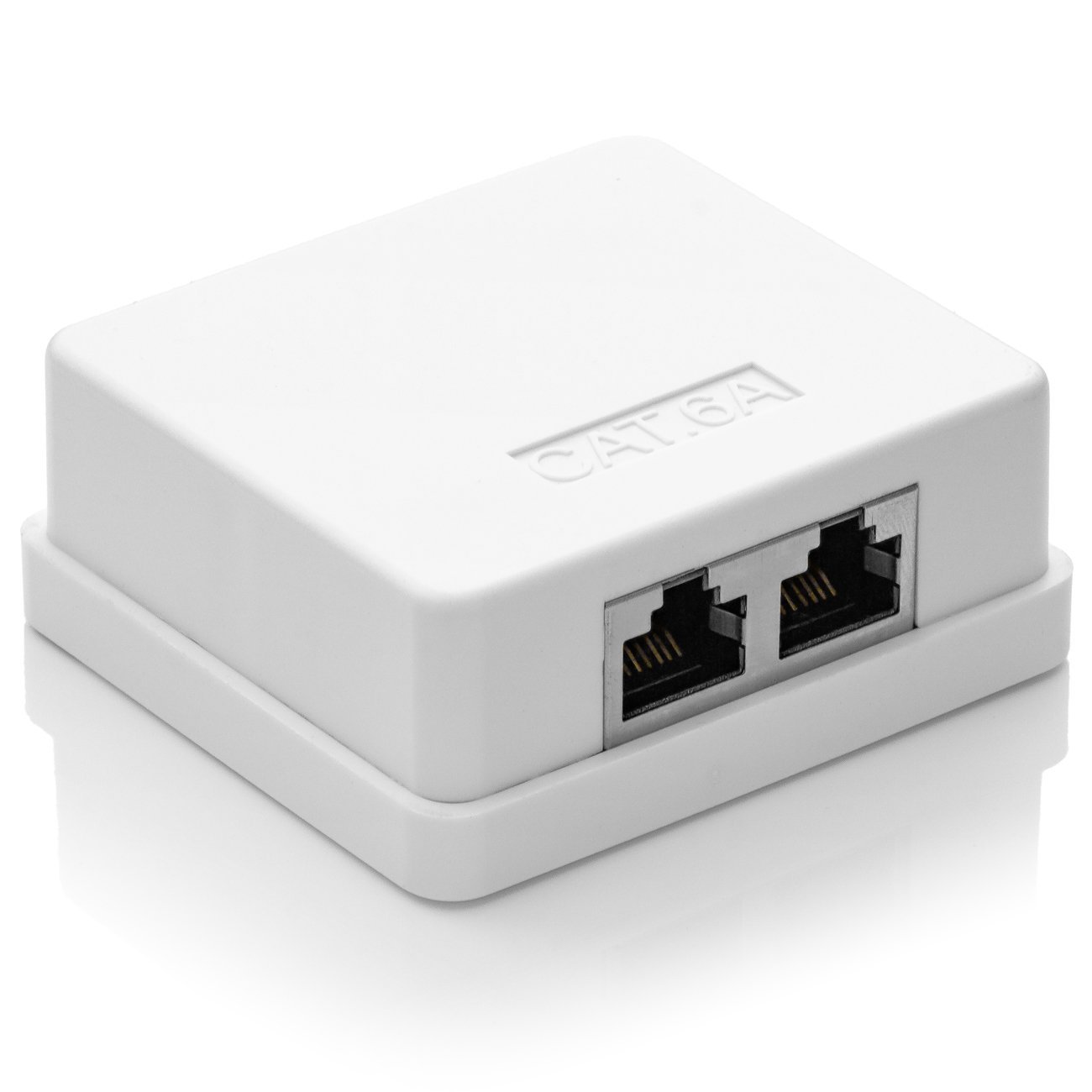 deleyCON 1x CAT 6a Netzwerkdose 2x RJ45 Buchse FTP geschirmt Aufputz ...