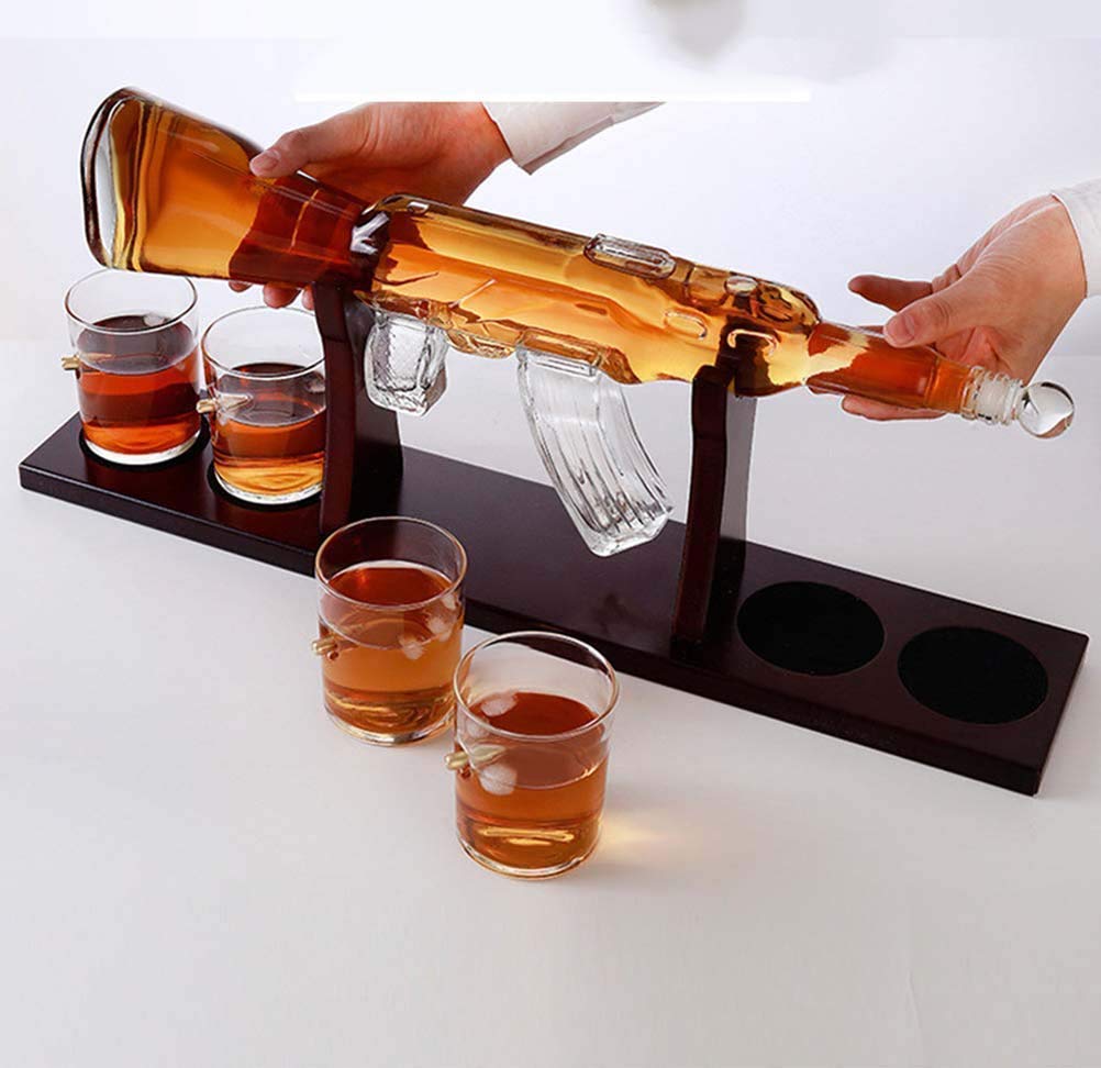 1000ML AK-47 Gun Decanter,Whiskey Dec Water Glass Set, with 4 Bullet ...