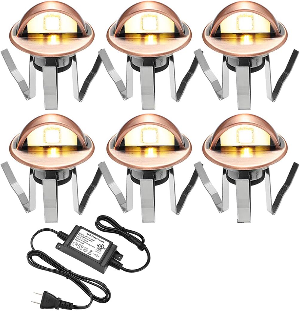 FVTLED Pack of 6 Low Voltage LED Stair Deck Lights kit Φ1.38 Outdoor ...