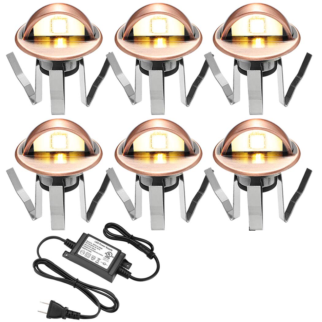 FVTLED Pack of 6 Low Voltage LED Stair Deck Lights kit Φ1.38 Outdoor ...