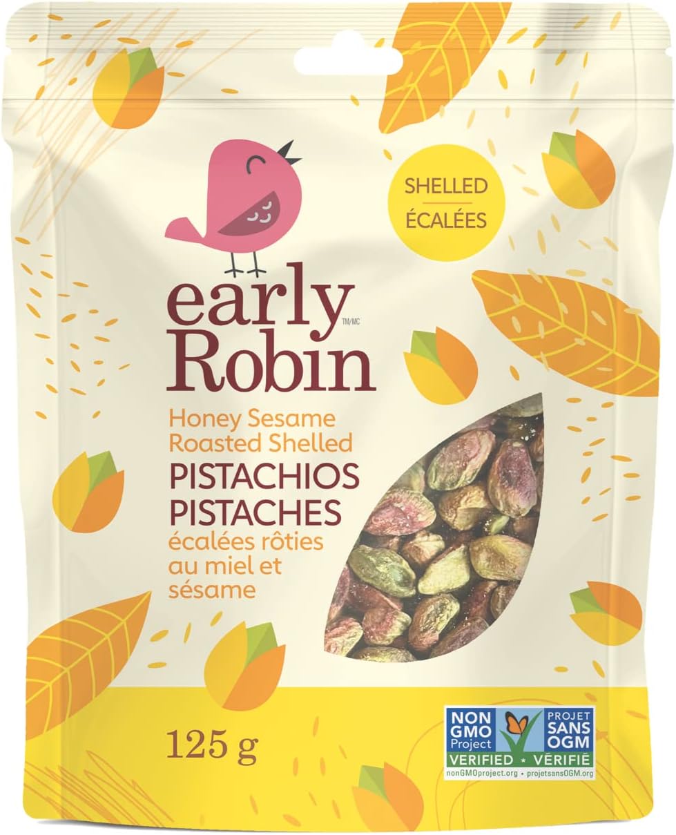Early Robin Pistachios, Honey Sesame, Roasted Shelled, Non-GMO 125g ...
