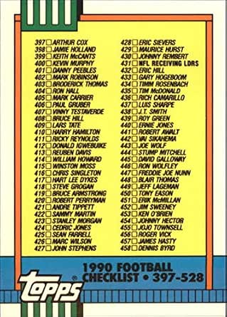 Amazon.com: 1990 Topps Tiffany #500 Checklist 397-528 NFL Football ...