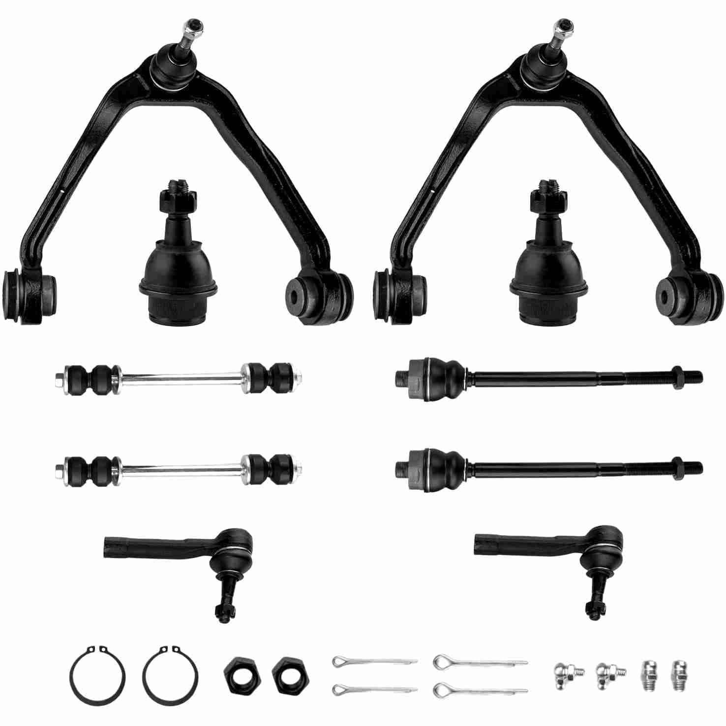 10Pcs K80942 4WD Front Upper Control Arms + Lower Ball Joints Tie Rods ...