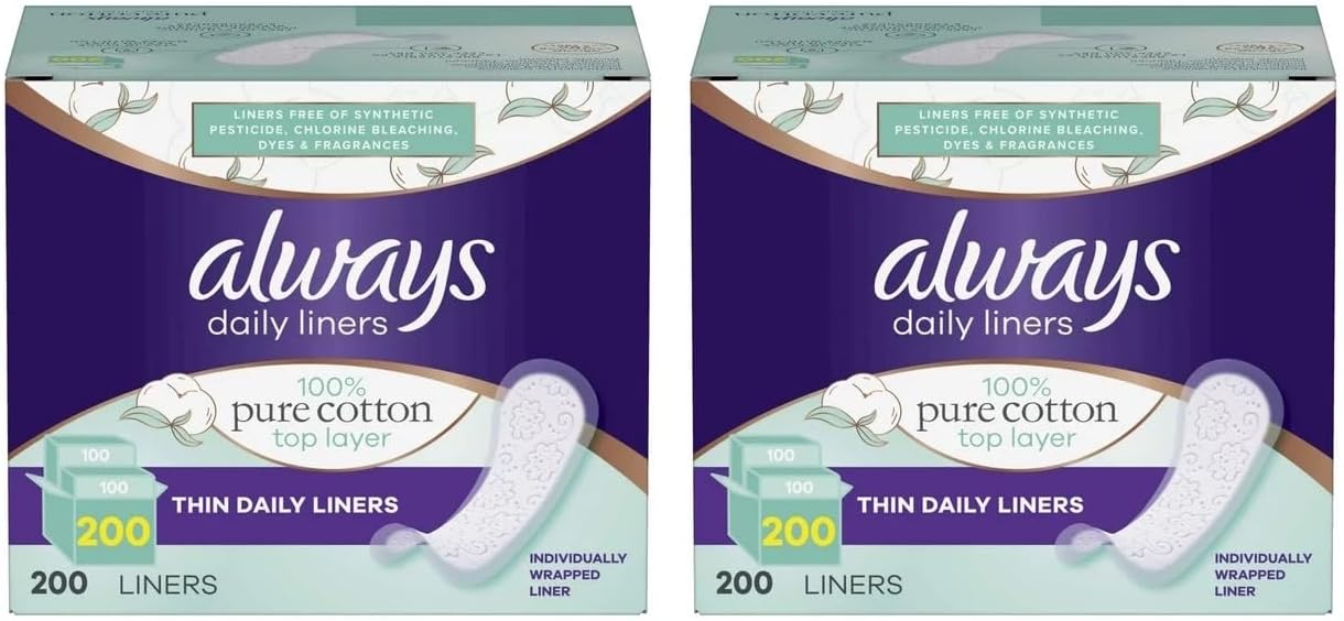 Amazon.com: Always Thin Daily Panty Liners For Women, Light Absorbency ...
