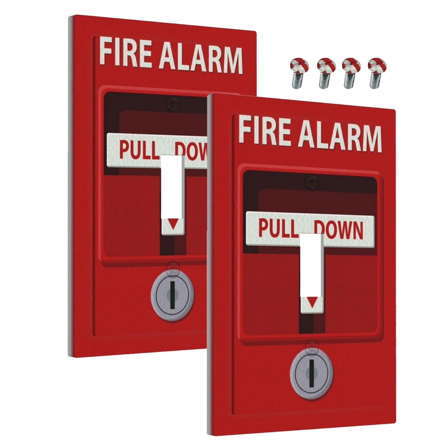 WMHUSU Decorative Light Switch Plate Covers Red Fire Alarm Print ...