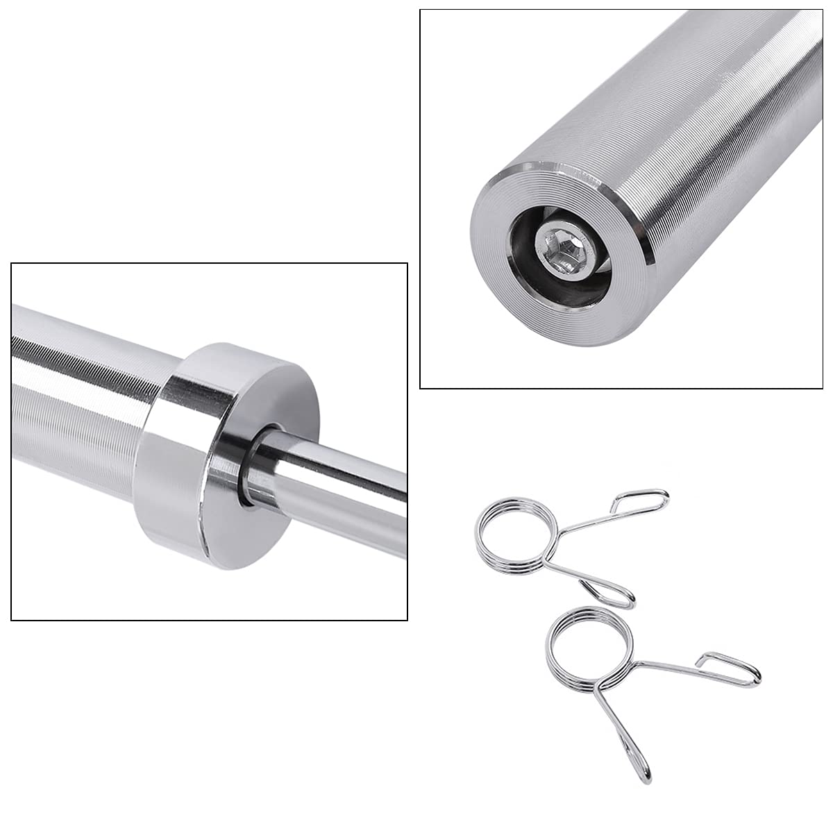 uyoyous 4FT Olympic Barbell Bar Solid Threaded Chrome barbell Bar with ...