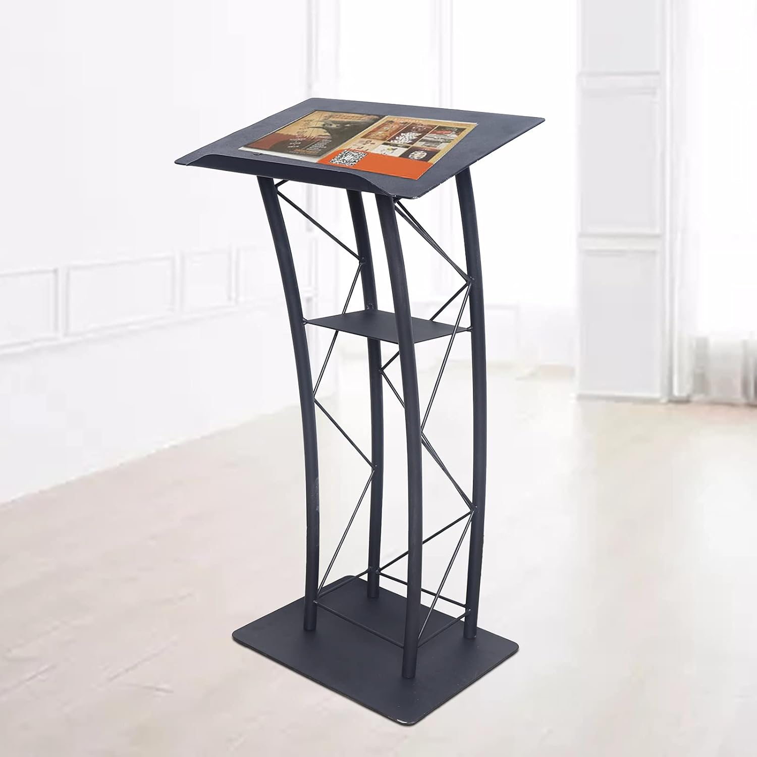 Amazon.com : Futchoy Metal Black Podium Conference Presentation Pulpit ...