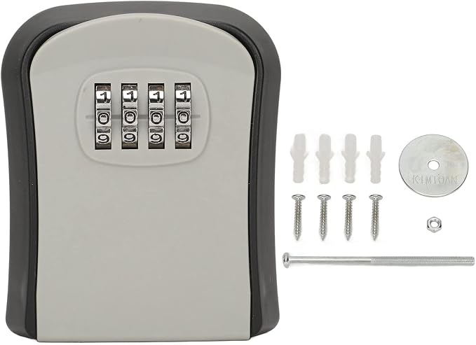 4 Digit Combination Lockbox, Wall Mounted Key Lock Box for Outside with ...