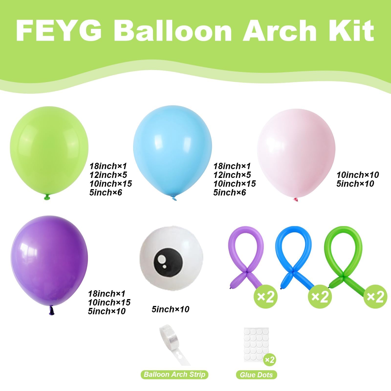 Snapklik.com : Monster Balloons Arch Kit, Monster Party Decorations ...