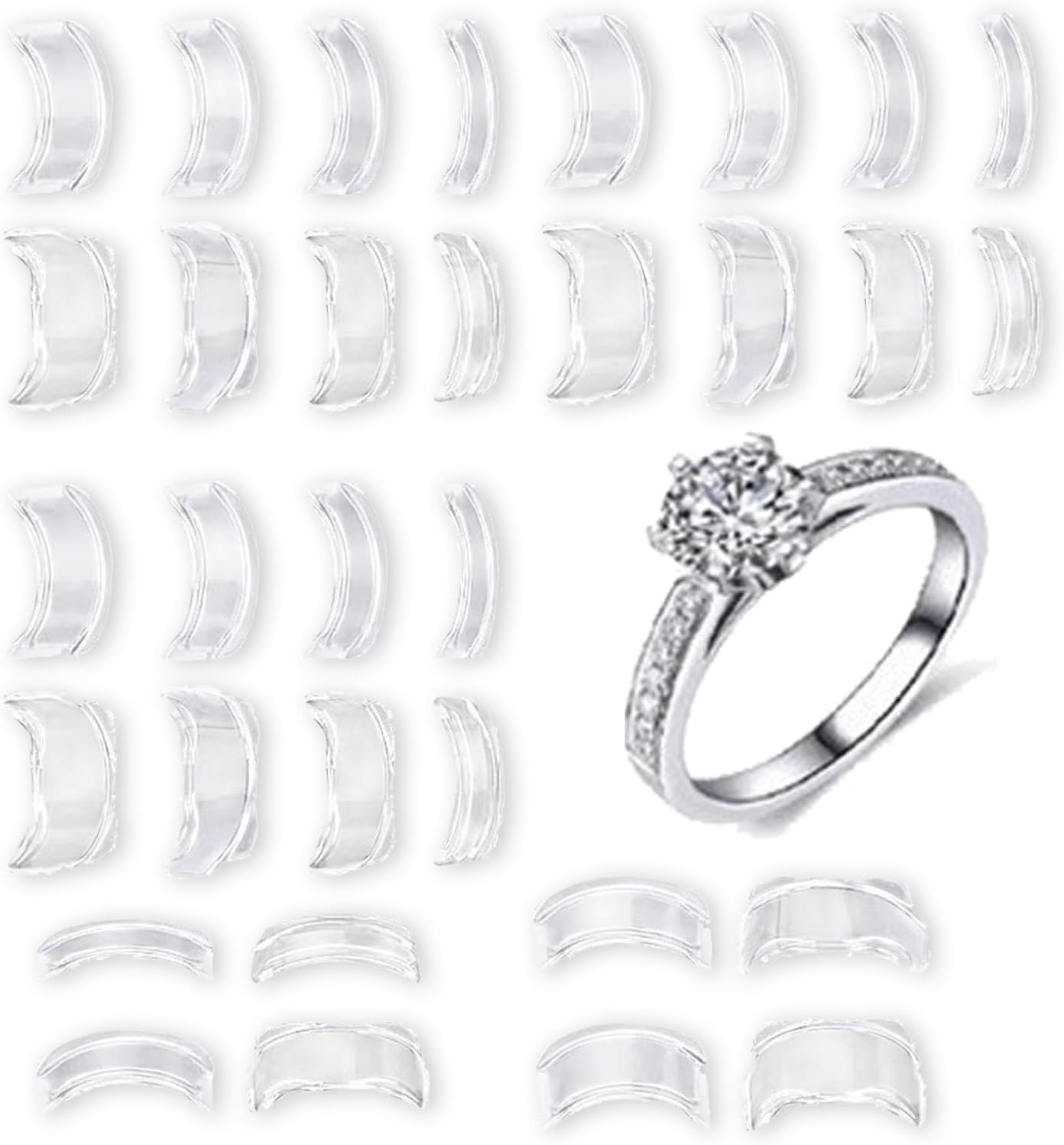 fKiZanthene 32PCS Ring Adjuster for Loose Rings, Invisible Silicone ...