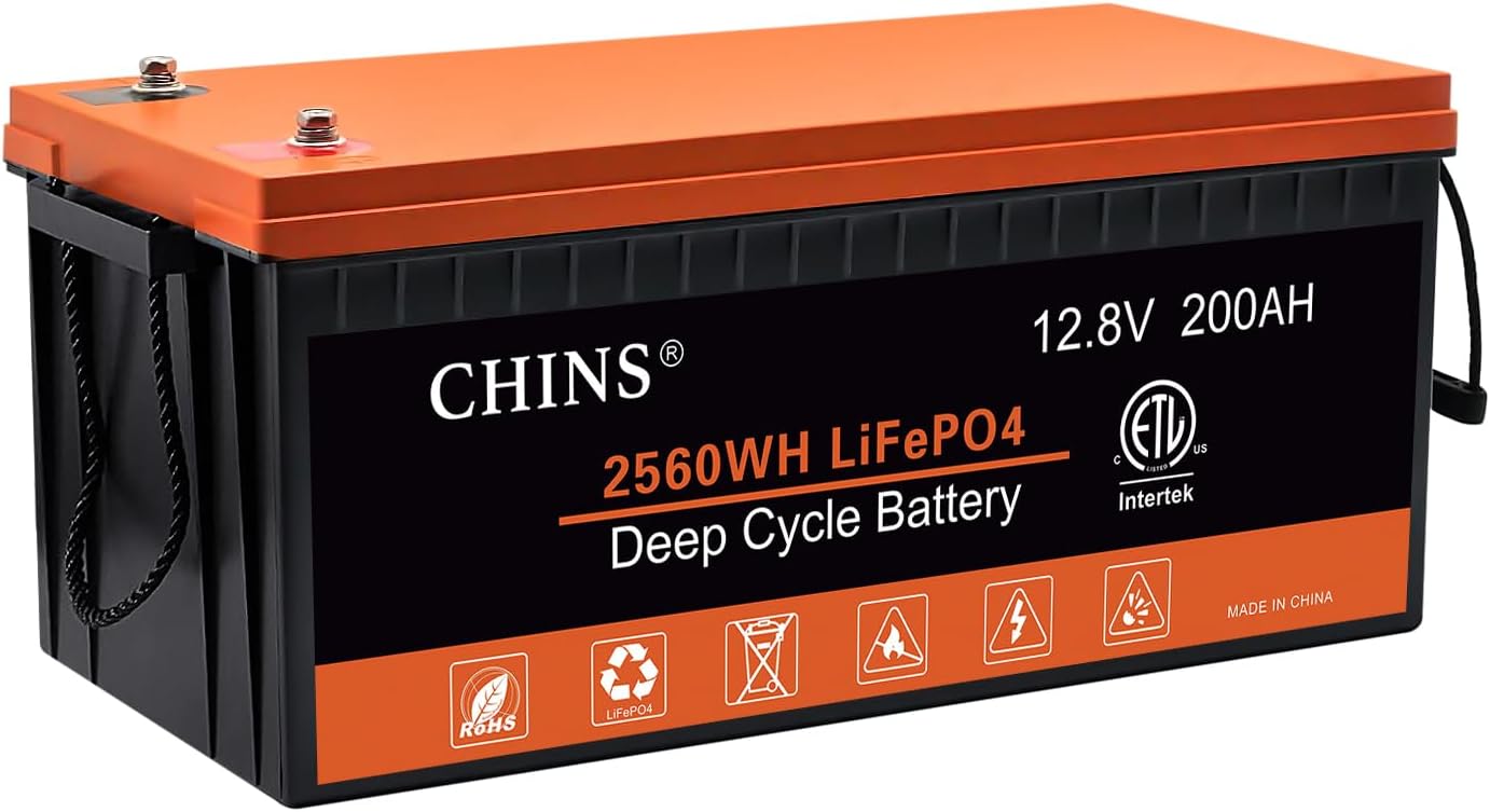 Amazon.com: CHINS 200AH Lithium Battery 12V LiFePO4 Battery - Built-in ...
