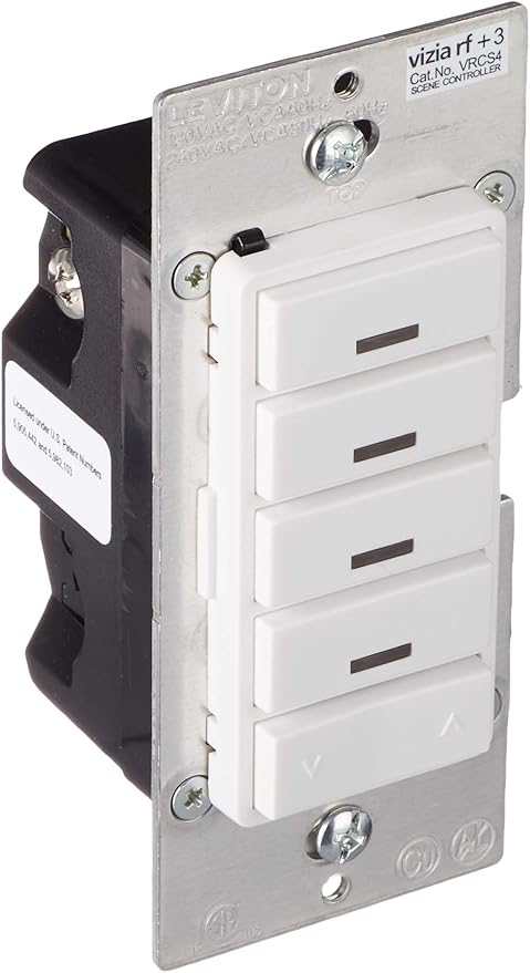 Leviton VRCS4-M0Z Vizia RF + 4-Button Remote Scene Controller - Dimmer ...