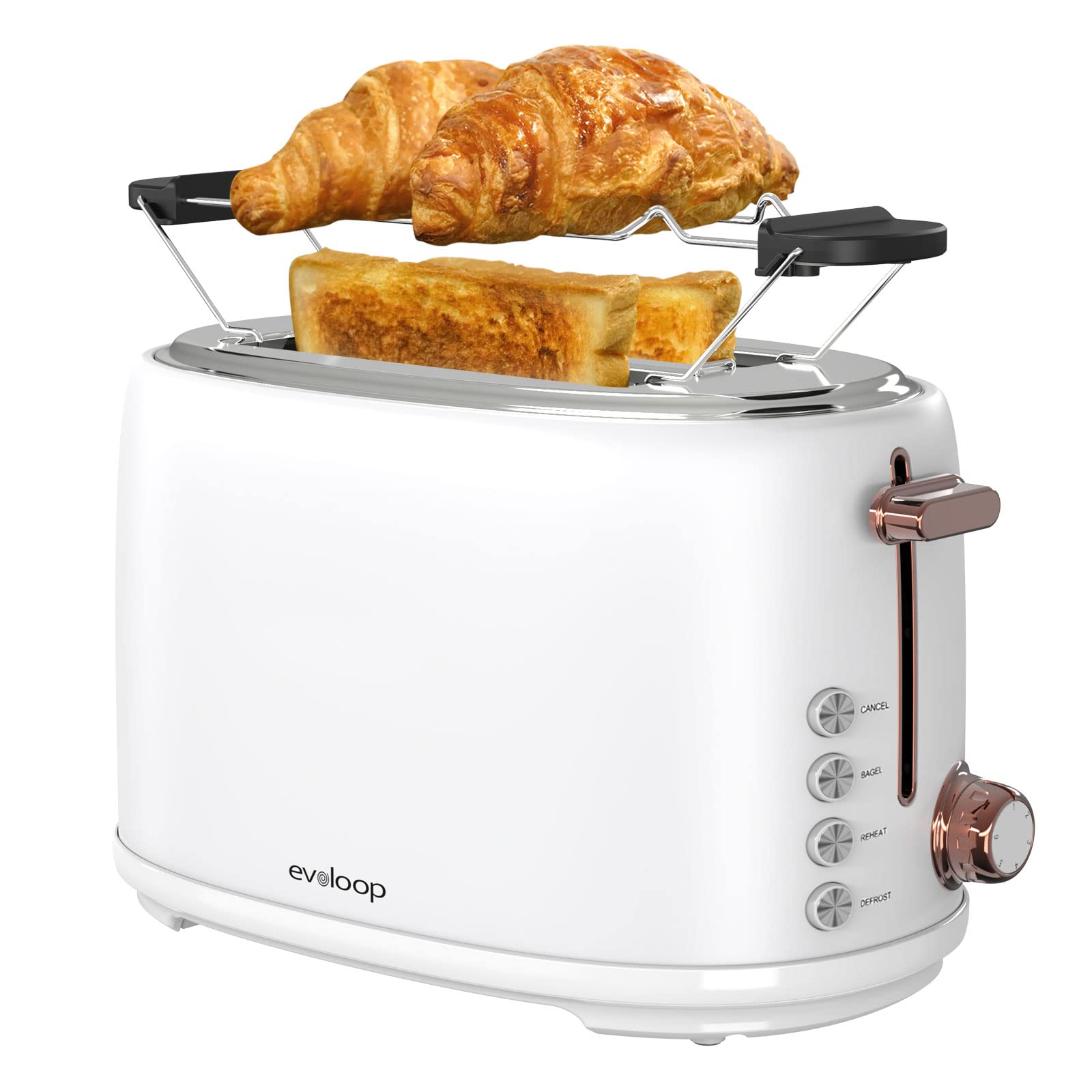 Evoloop Toaster 2 Slice, Stainless Steel Bread Toasters, 6 Bread Shade ...