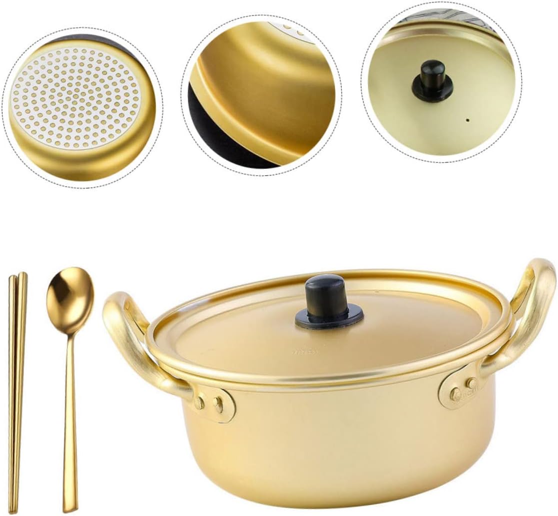 STOBAZA 2 Sets Instant Noodle Pot Stainless Steel Stock Pot Ramen Pot ...