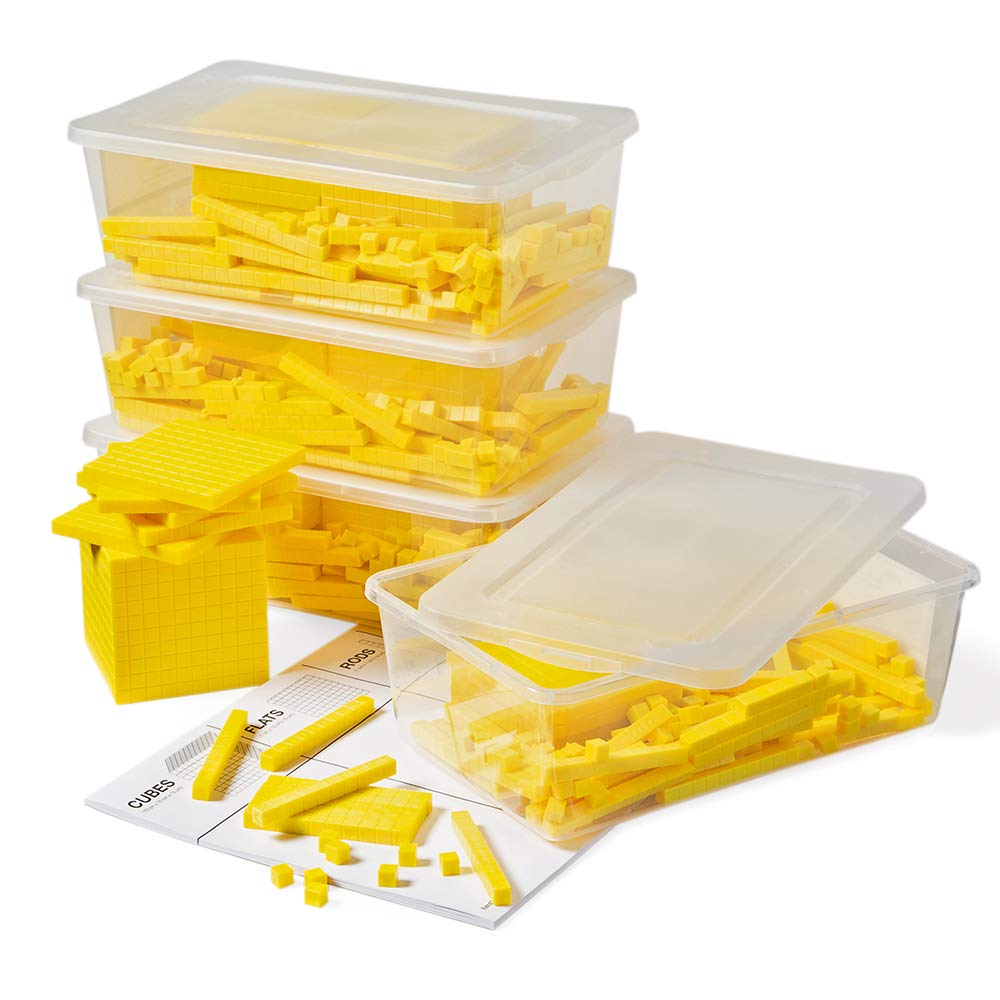 Buy hand2mind Yellow Plastic Base Ten Blocks Complete Set, Place Value ...