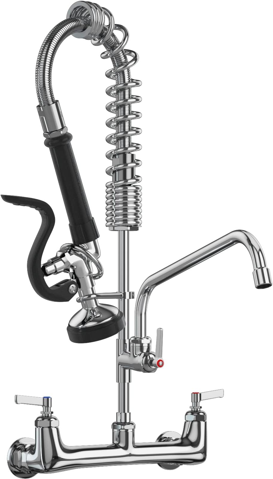 Commercial Faucet with Sprayer 8 Inch Center 25" Height Wall Mount ...