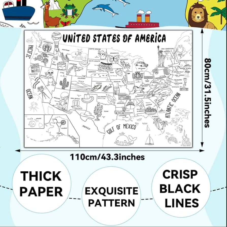 printable map coloring pages for kids