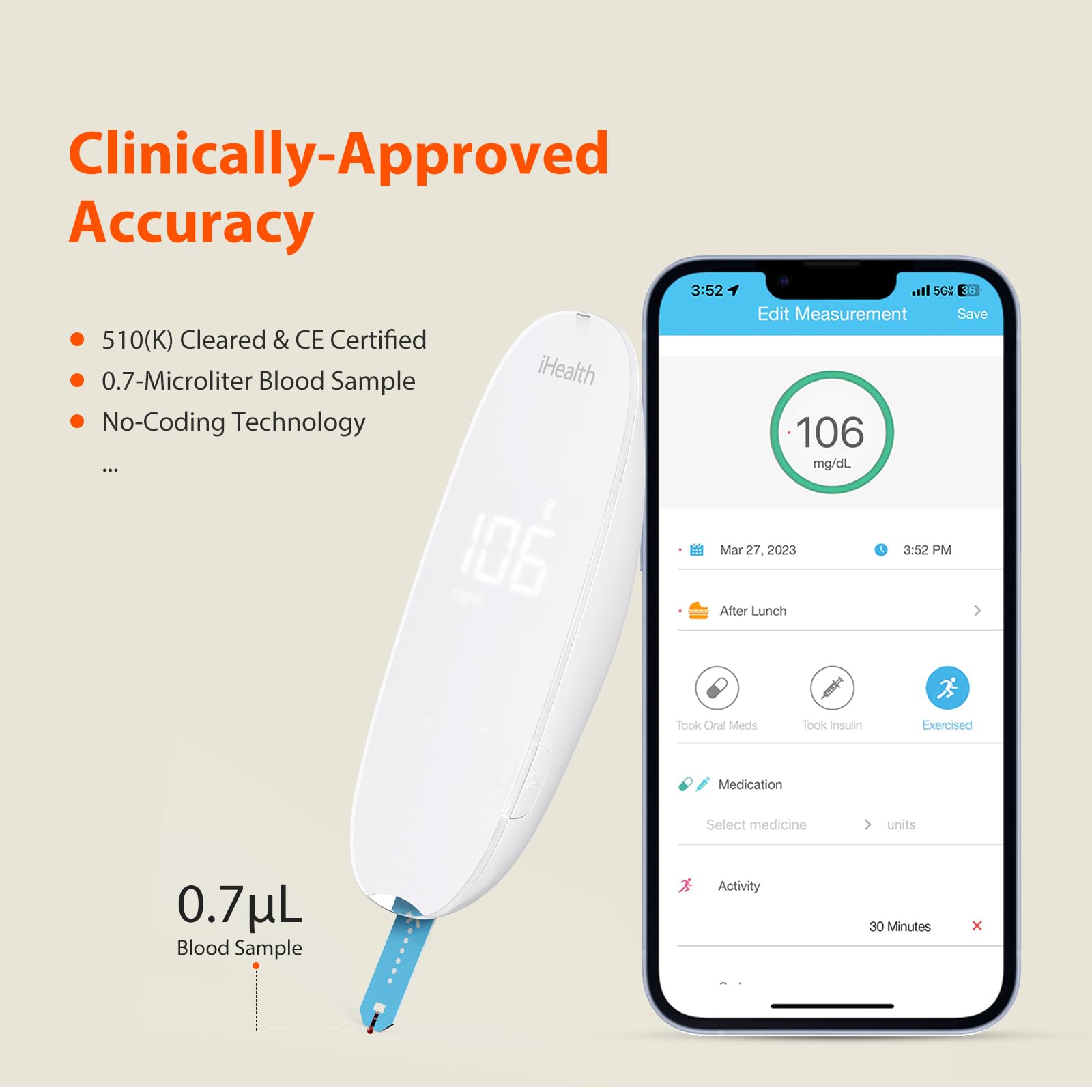 Snapklik.com : iHealth Gluco+ Wireless Smart Blood Glucose Monitor Kit