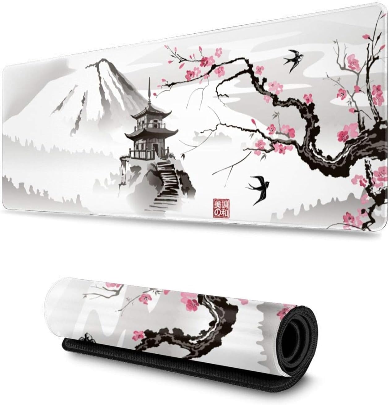 Amazon.com : Japanese Cherry Blossom White Gaming Mouse Pad XL ...