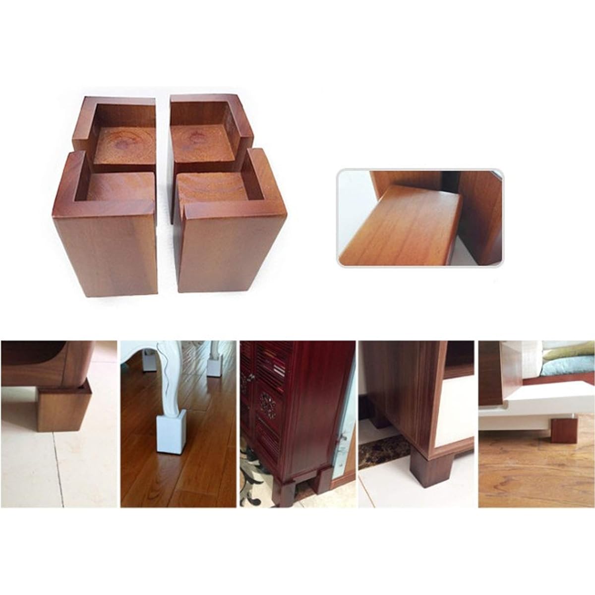 $11/mo - Finance L-Shape Wood Bed Furniture Riser,Heavy Duty Wooden ...