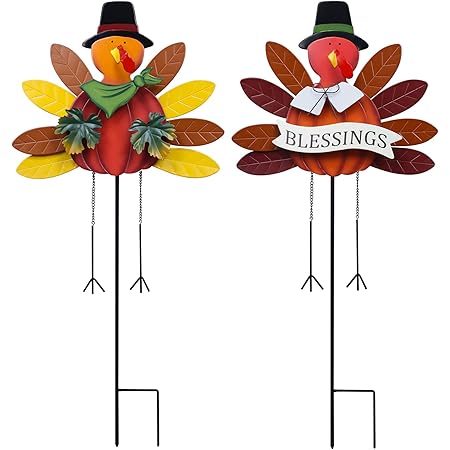Amazon.com: WILLBOND 3 Pieces Thanksgiving Turkey Pumpkin Decors 36 ...