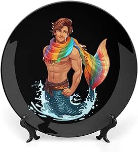 Amazon.com: LGBT Gay Merman Mermen Pride Flag Decorative Plate Ceramic ...