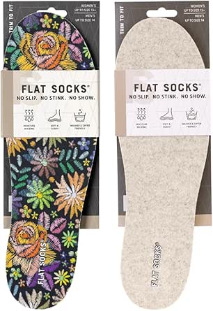 Amazon.com: FLAT SOCKS 2 Pack Washable No Show Sockless Shoe Liners ...