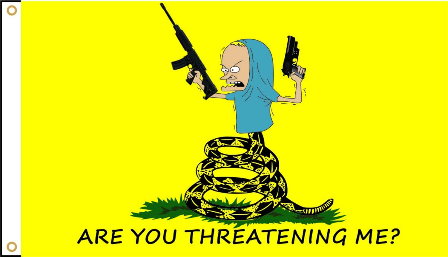 Amazon.com : Beavis flag funny merica Are you threatening me don't dont ...