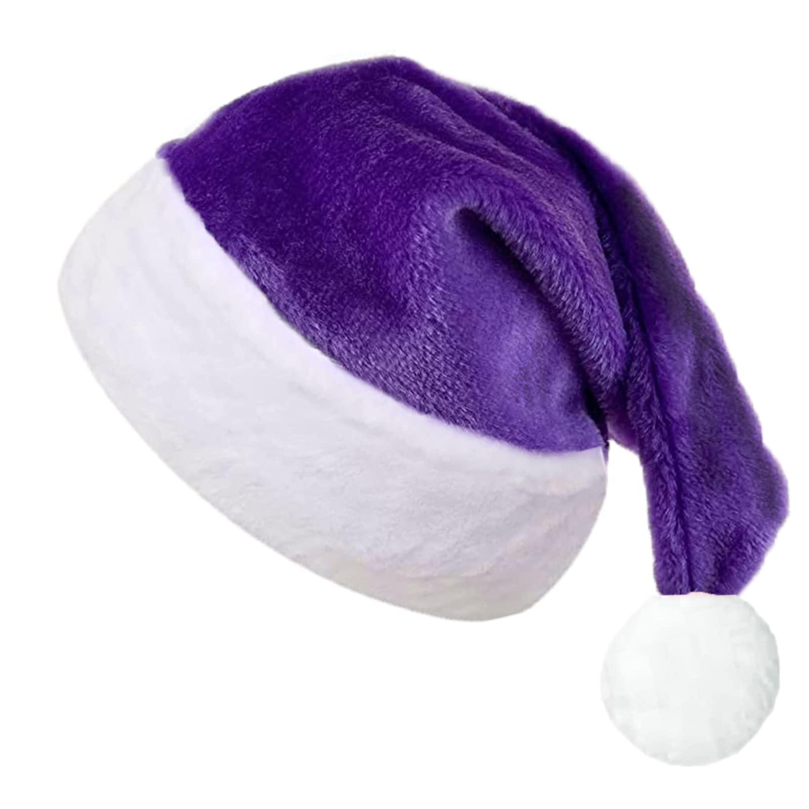 Amazon.com: Ausejopeac Plush Christmas Purple Santa Hat for Adults ...
