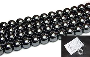 Amazon.co.jp: 【hinryo】 5A ヘマタイト 磁石 磁気入り 4mm～14mm 1連39cm 通し針、解説書、1mゴム付き 天然石 パワーストーン (6mm g3-821C ...