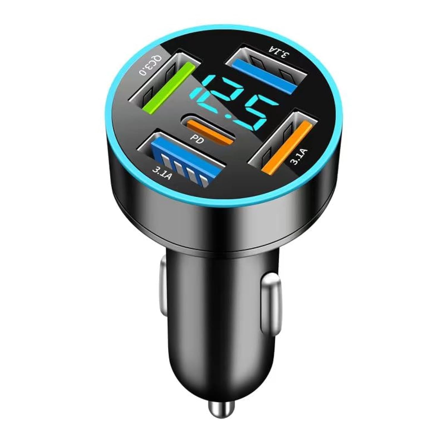 Amazon.com: 66W Car Charger Adapter 5 Port USB Car Charger PD 30W QC3.0 ...