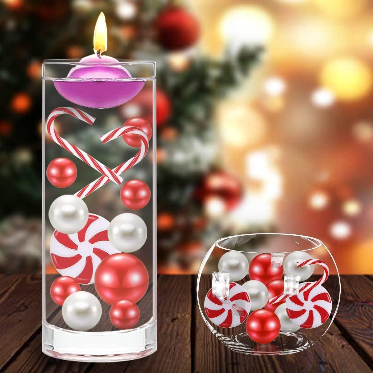 Snapklik.com : Christmas Vase Filler 91 PCS Red White Vase Filler Beads ...