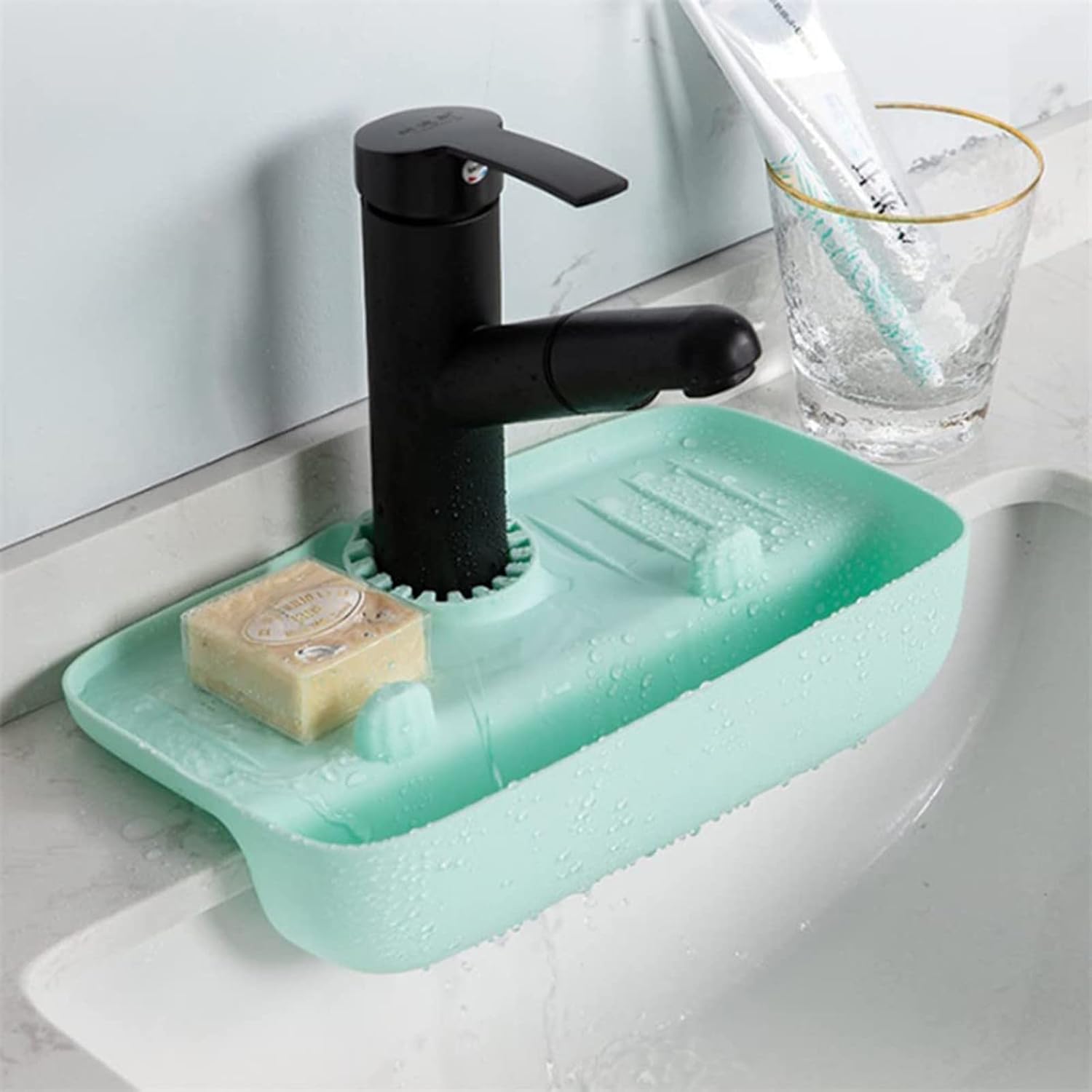 Amazon.com - Mumu Tulio Sponge Holder Over Faucet Kitchen Sink Caddy ...