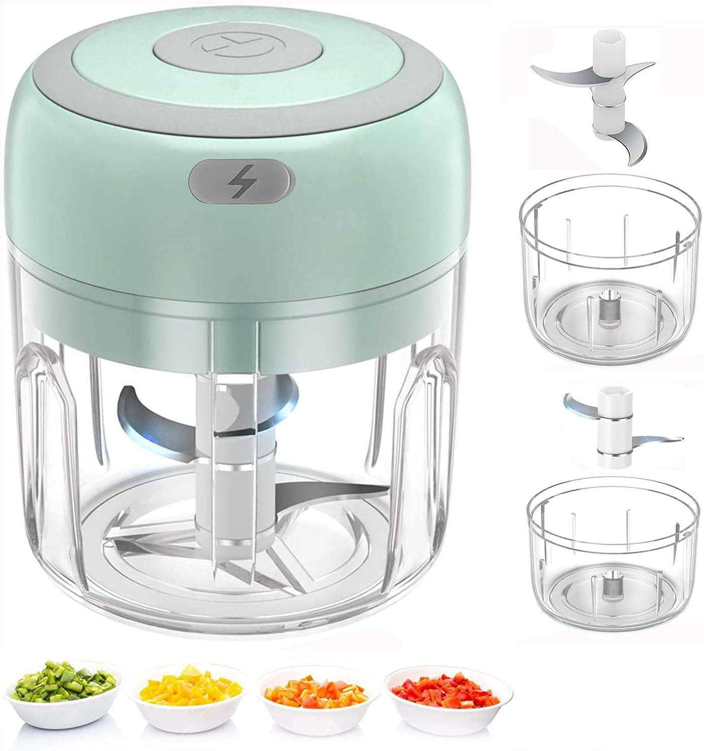 Electric Food Chopper, 250ML Mini Wireless Portable Meat Grinder, USB ...