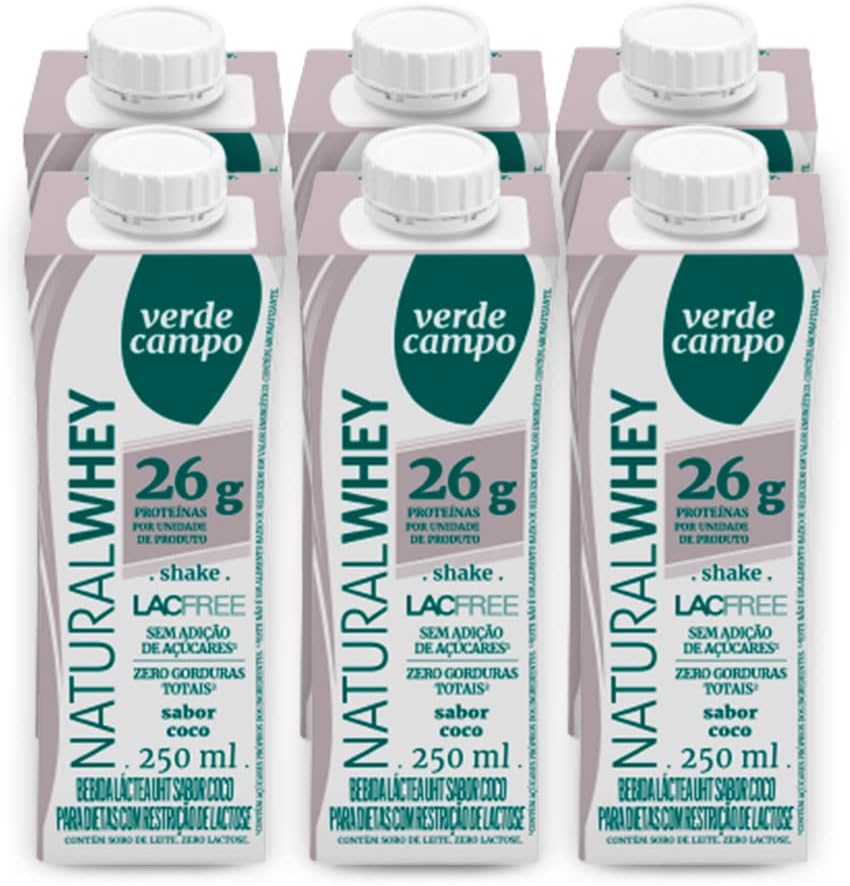 Shake Natural Whey Verde Campo Coco 26g 250ml Pack C/6Un | Amazon.com.br