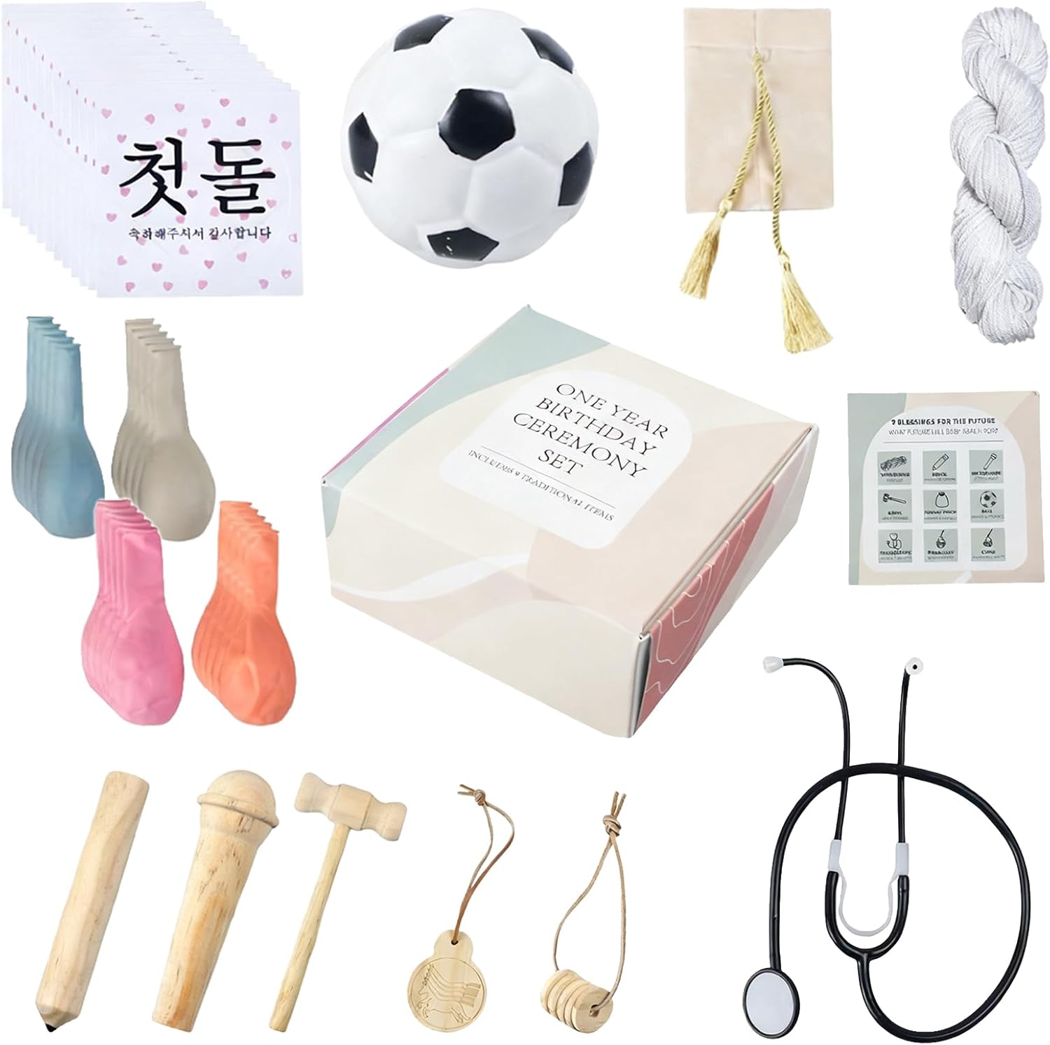Amazon.com: Korean Doljabi First Birthday Kit – Doljabi Set 돌잡이 ...