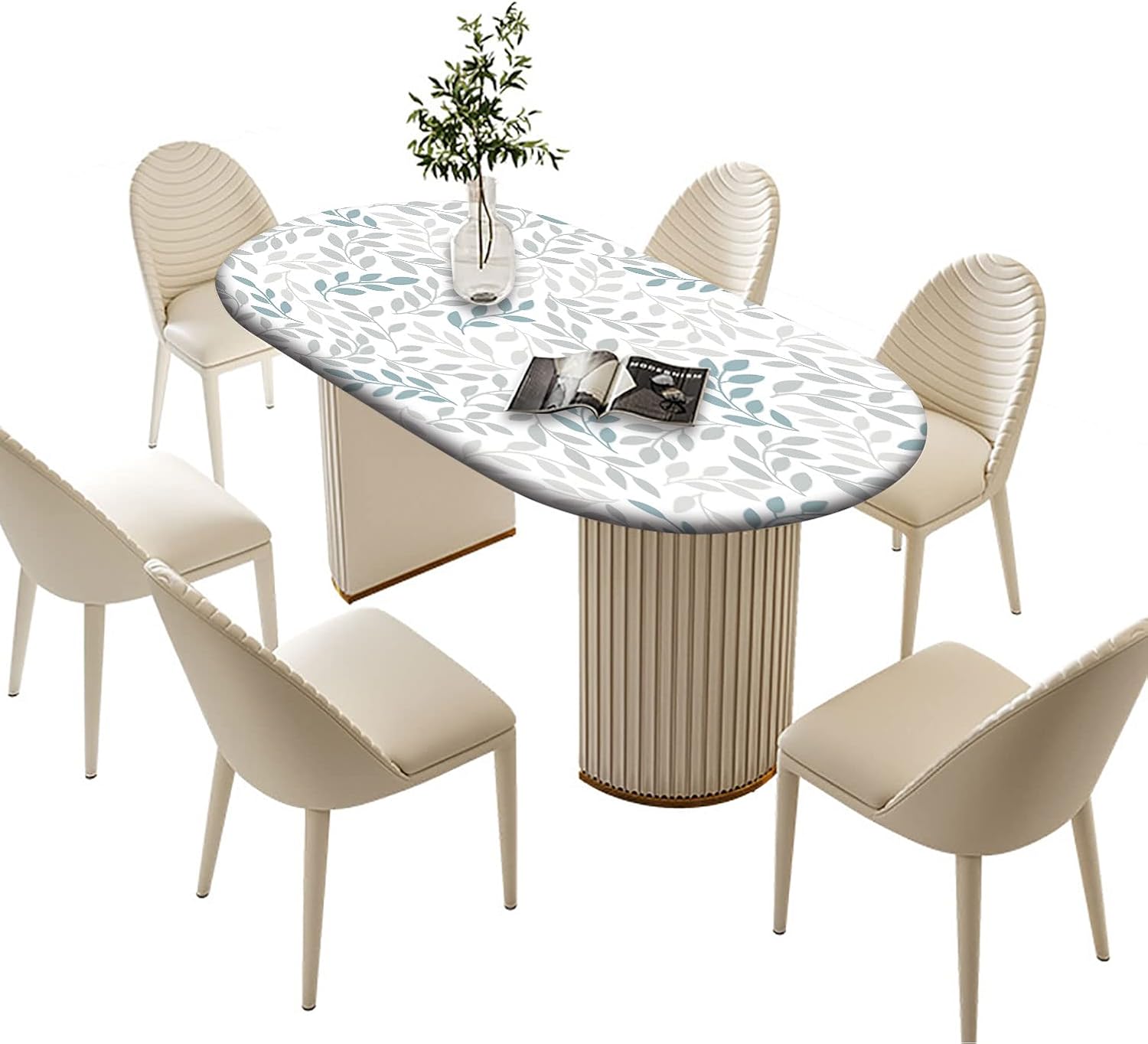 Amazon.com: Spring Leaf Oval Fitted Tablecloths, Oval Elastic Edged ...