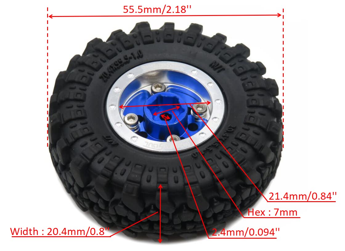 Snapklik.com : HOBBYSOUL Adjustable Offset RC 1.0 Beadlock Wheels And ...