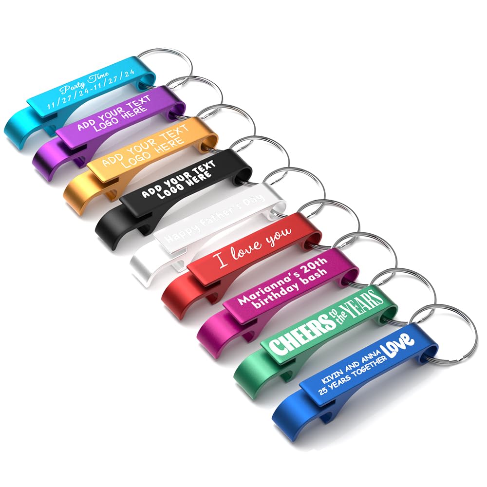 Amazon.com: 50 Personalized Bottle Opener Keychains, Laser Engraved ...