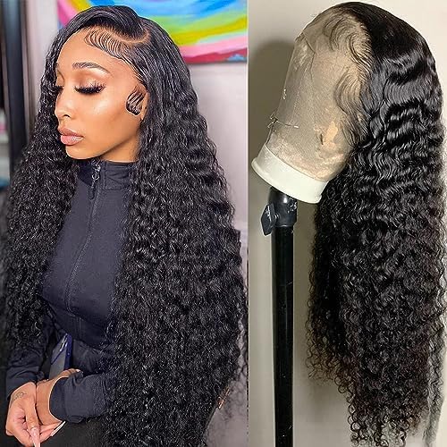 Amazon.com : Lemoda 13x6 Water Wave Lace Front Wigs Human Hair Pre Plucked 180 Density Wet and ...
