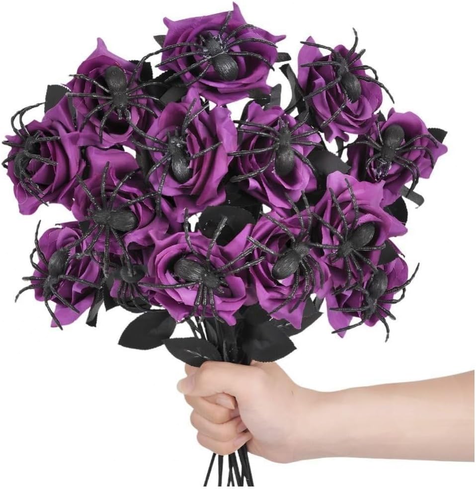 Amazon.com: Hfppkn 38cm Halloween Artificial Rose Gothic Spider Rose ...
