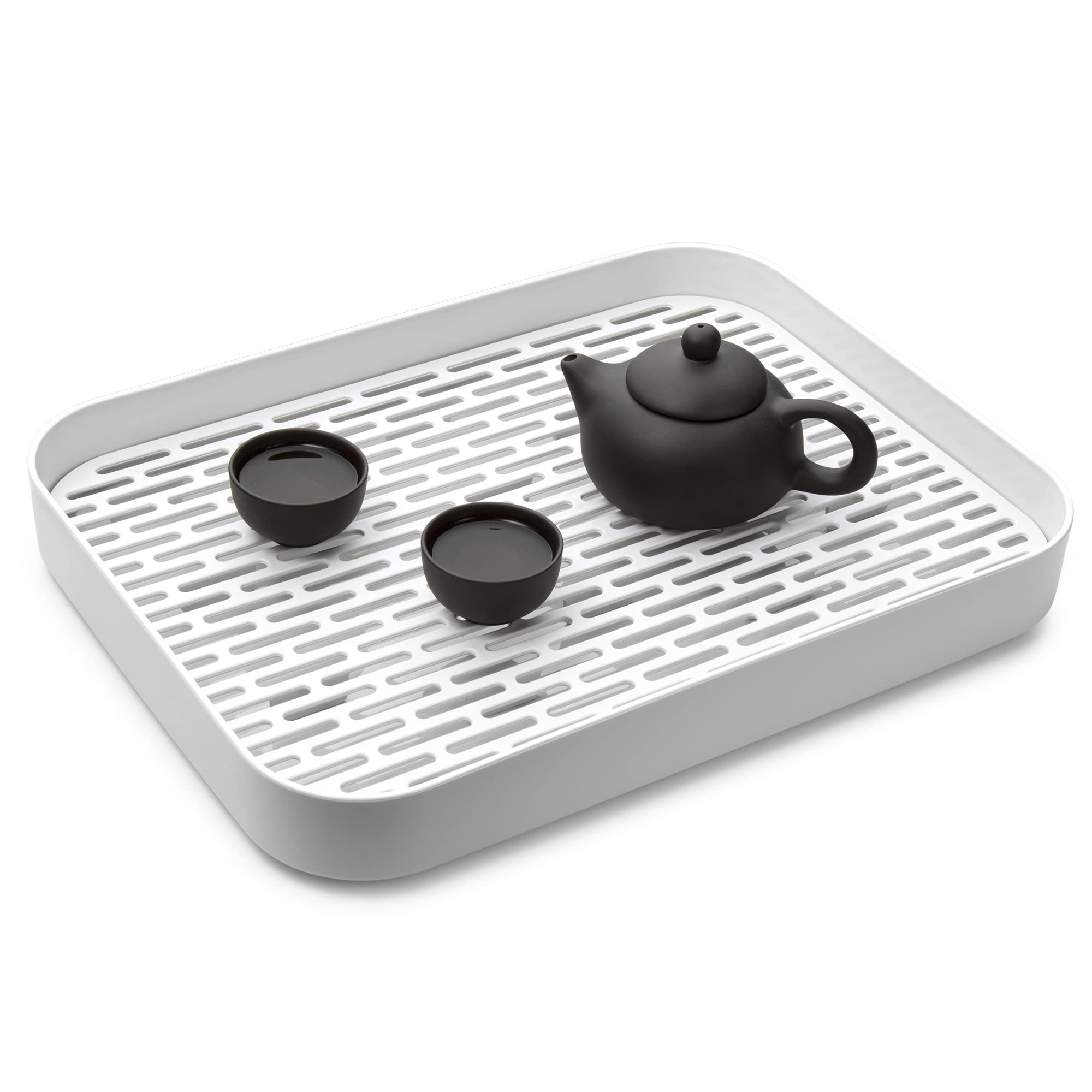 QIWODE Drainer Tray for Cups, Drainer with Drip Tray and Raised ...