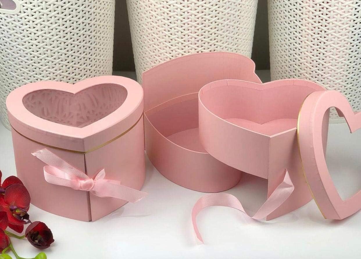 Amazon.com: UNIKPACKAGING Premium Quality Heart Shaped Flower Boxes ...