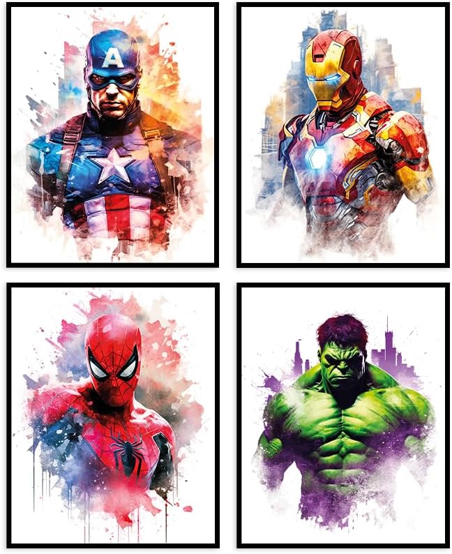 Amazon.com: Superhero Posters Super Hero Room Decor for Boys Set of 5 ...