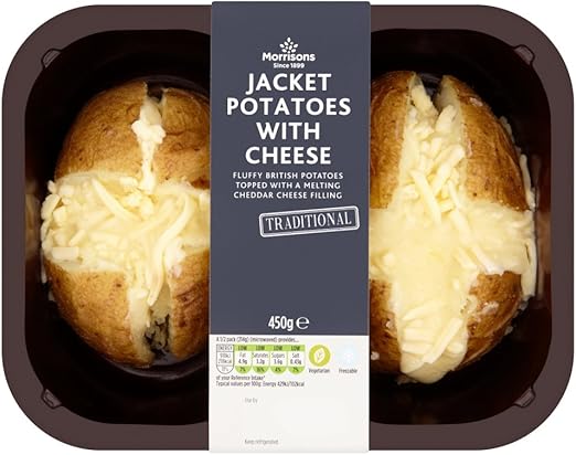 Morrisons 2 Baked Potatoes with Cheddar, 450g : Amazon.co.uk: Grocery
