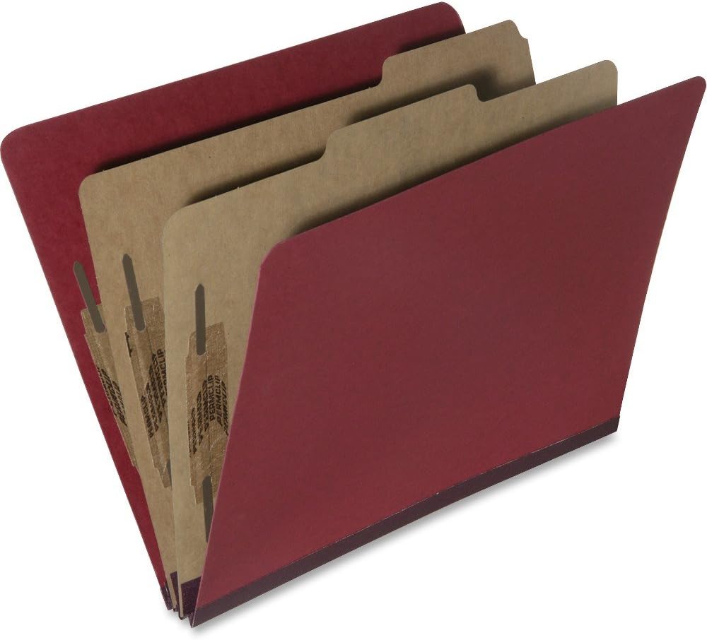 Amazon.com : Top Tab Classification Folder, Letter, 6-Section, Dark Red ...