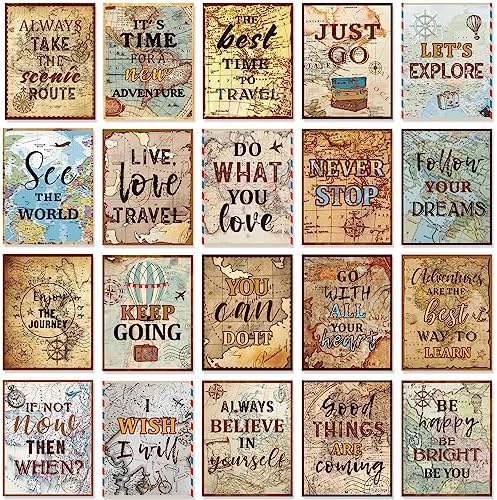 Amazon.com : Pasimy 20 Pcs Travel Map Motivational Wall Decor Travel ...