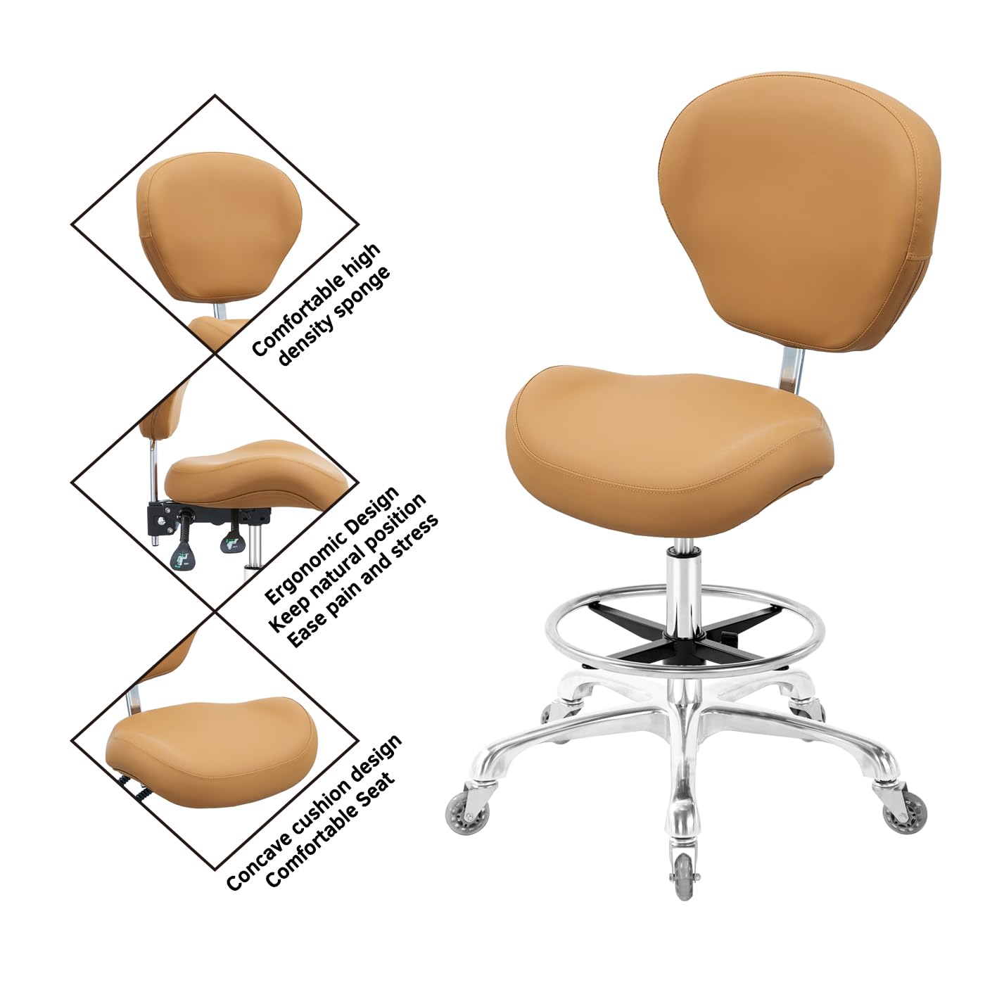 Snapklik.com : Nazalus Rolling Swivel Drafting Chair Adjustable Heavy Duty
